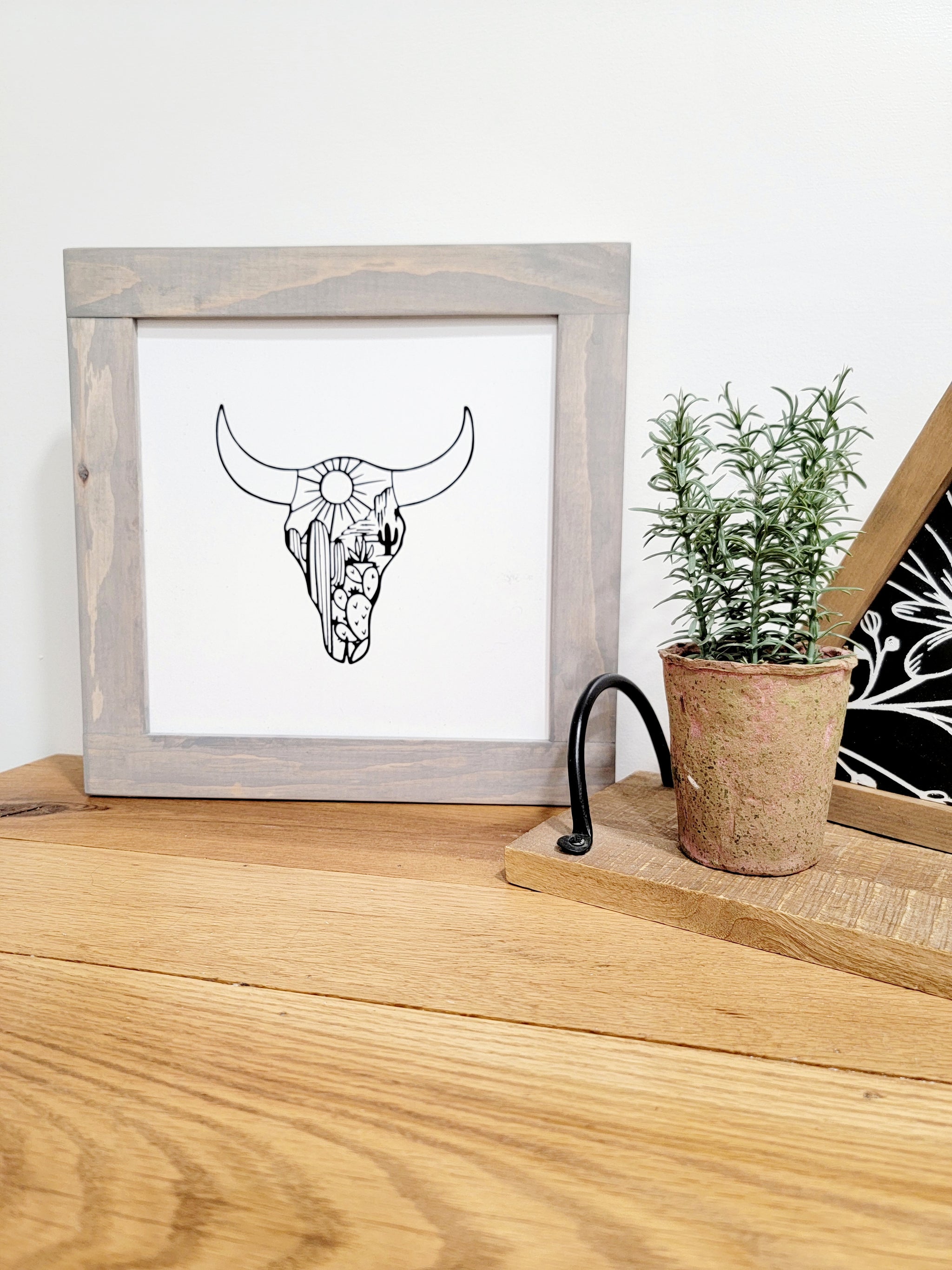 LongHorn Scene Wood Sign