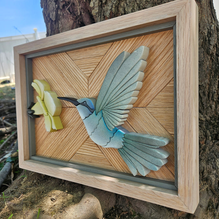 Floral + Hummingbird Wood Sign